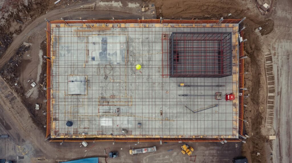 Pile Layout Survey: Grid, Batter Boards, and Steel Cage Placement ...